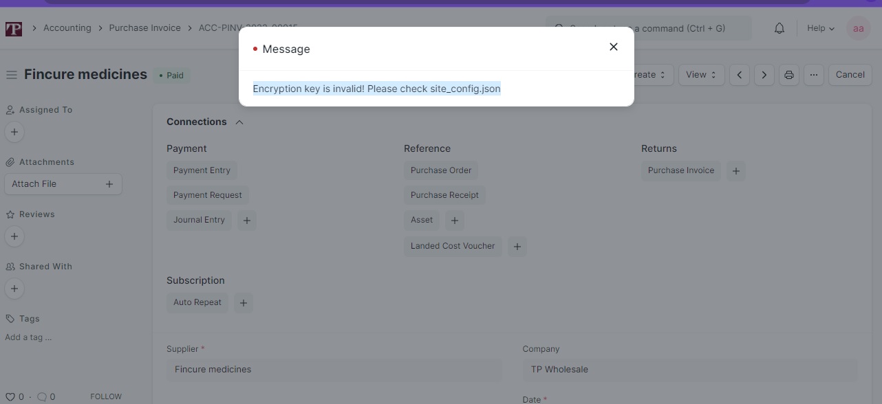 Encryption key is invalid. Please check site_config.json · Issue #544 · frappe/press · GitHub
