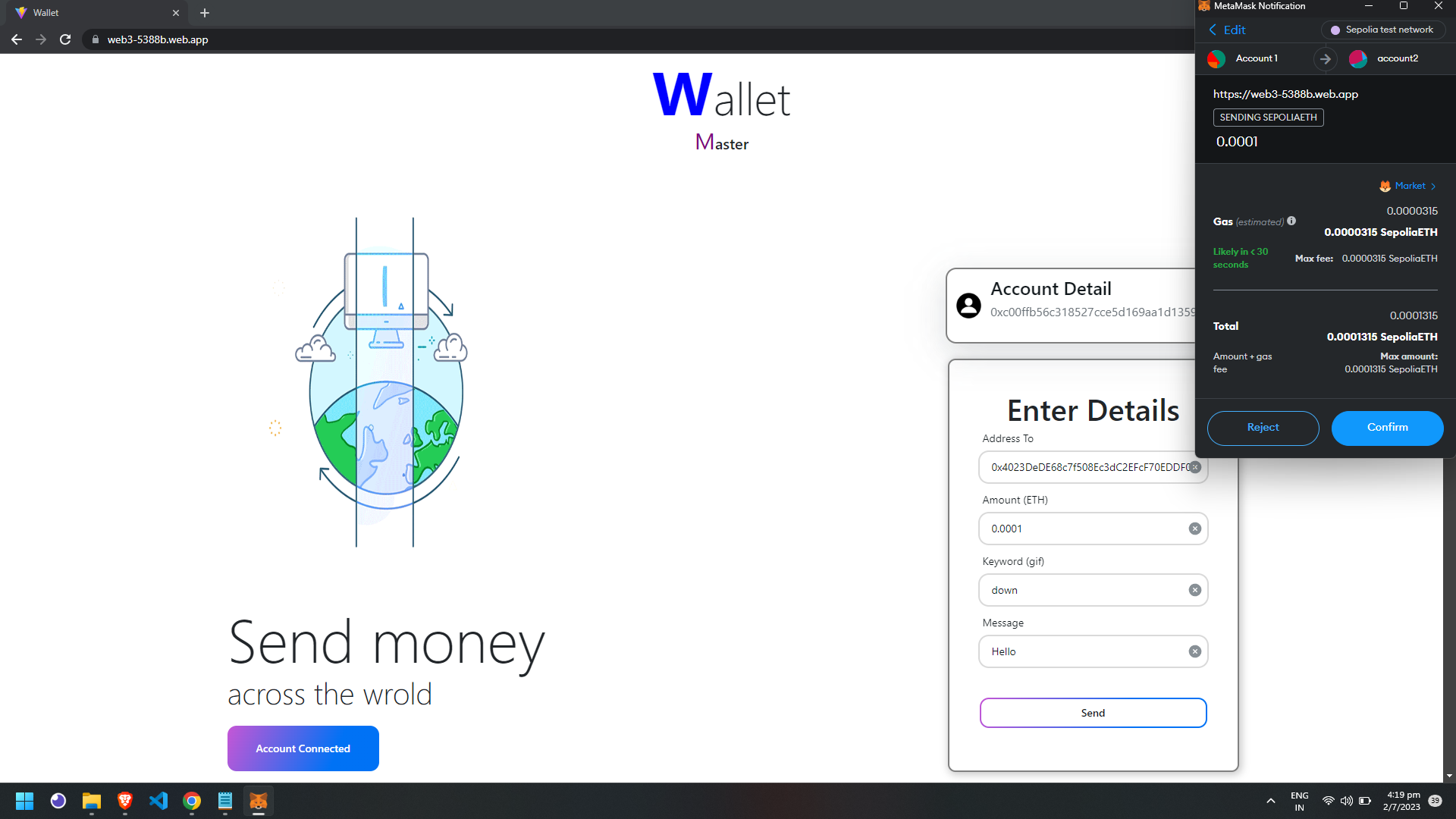 GitHub - Infinite-Null/Wallet-Master: Web3 WebApp using which user can send transection through ...