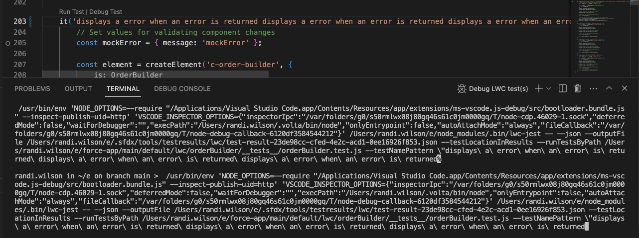 Debugging An Individual Lwc Test Doesnt Work If The Total Output