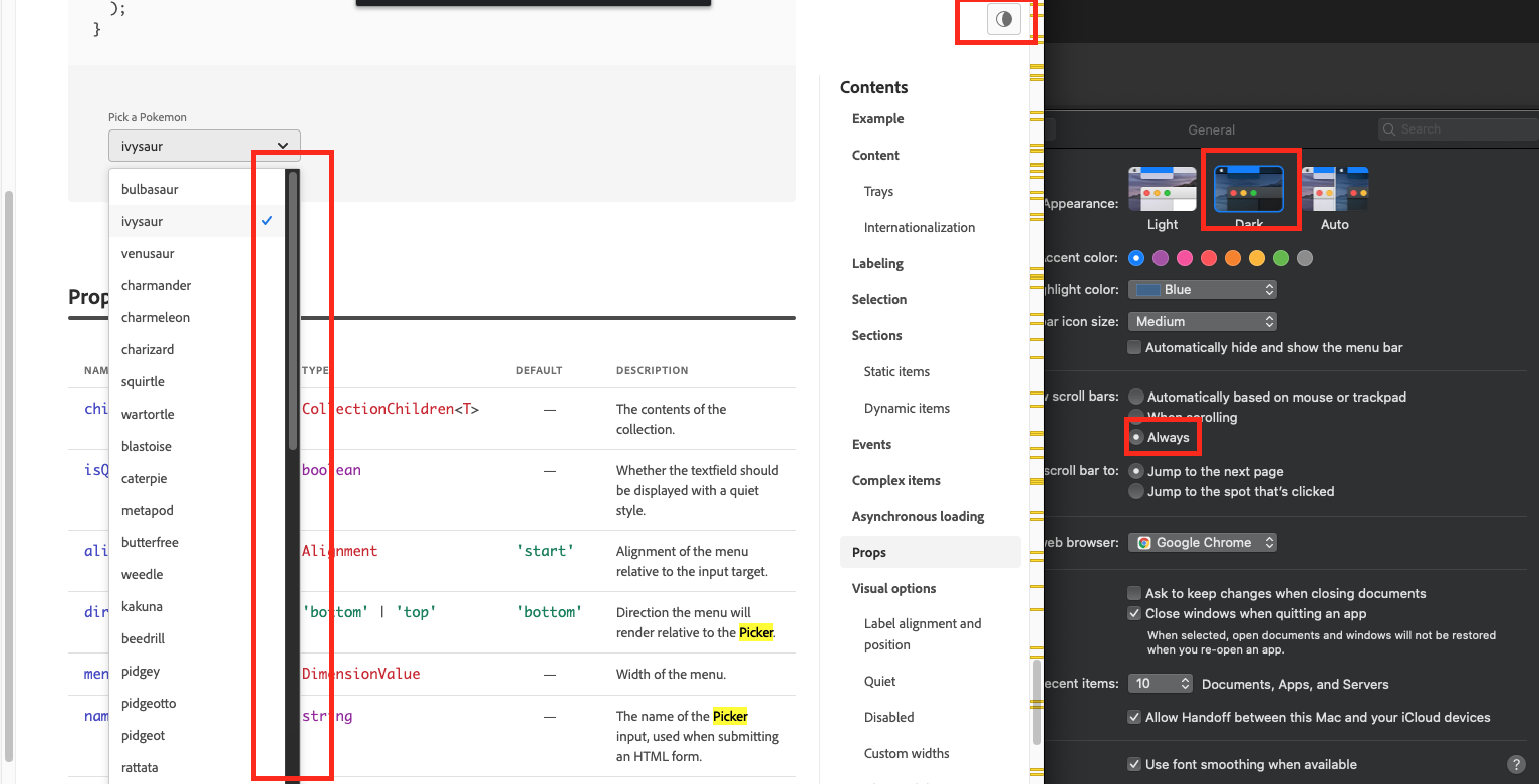 Scroll bar color inconsistent with OS color mode · Issue #1520 · adobe/react-spectrum · GitHub