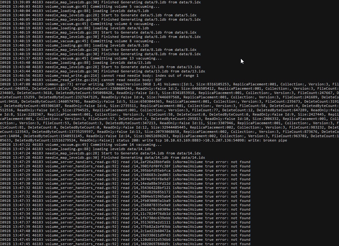 One volume broke? · Issue #1073 · seaweedfs/seaweedfs · GitHub