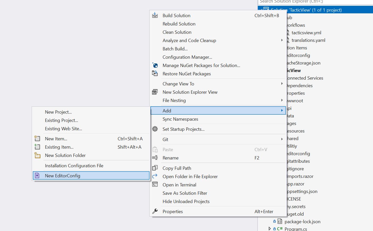 Adding Editorconfig Via Add Item Menu Shows Error · Issue 58615 · Dotnetroslyn · Github