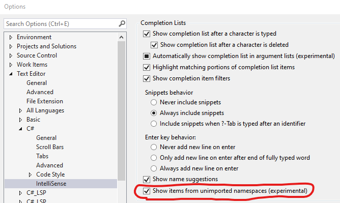 Add items from unimported namespaces does not sort items · Issue #41601 · dotnet/roslyn · GitHub