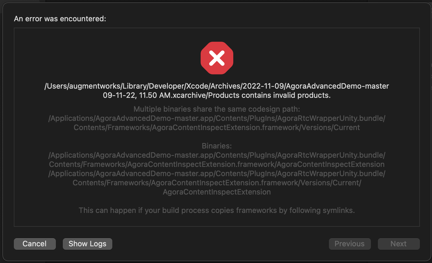 Unable to create a build for Mac OS · Issue #4 · AgoraIO-Community/AgoraAdvancedDemo · GitHub