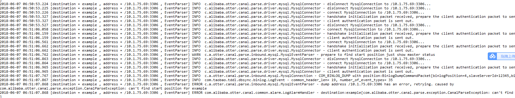com.alibaba.otter.canal.parse.exception.CanalParseException: can't find start position for ...