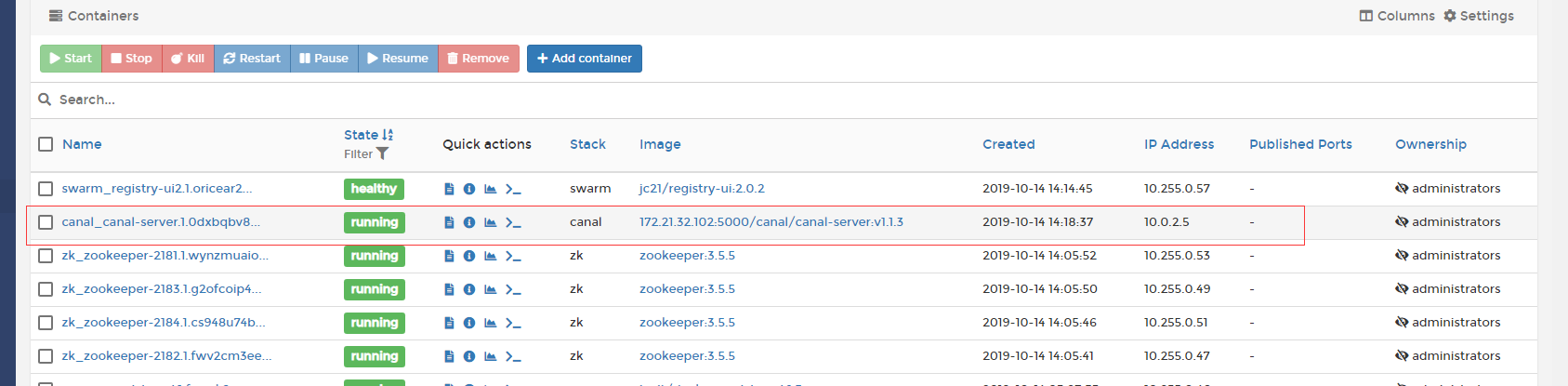 [v1.1.3]canal在Docker的swarm下集群服务端注册IP不正确 · Issue #2293 · alibaba/canal · GitHub