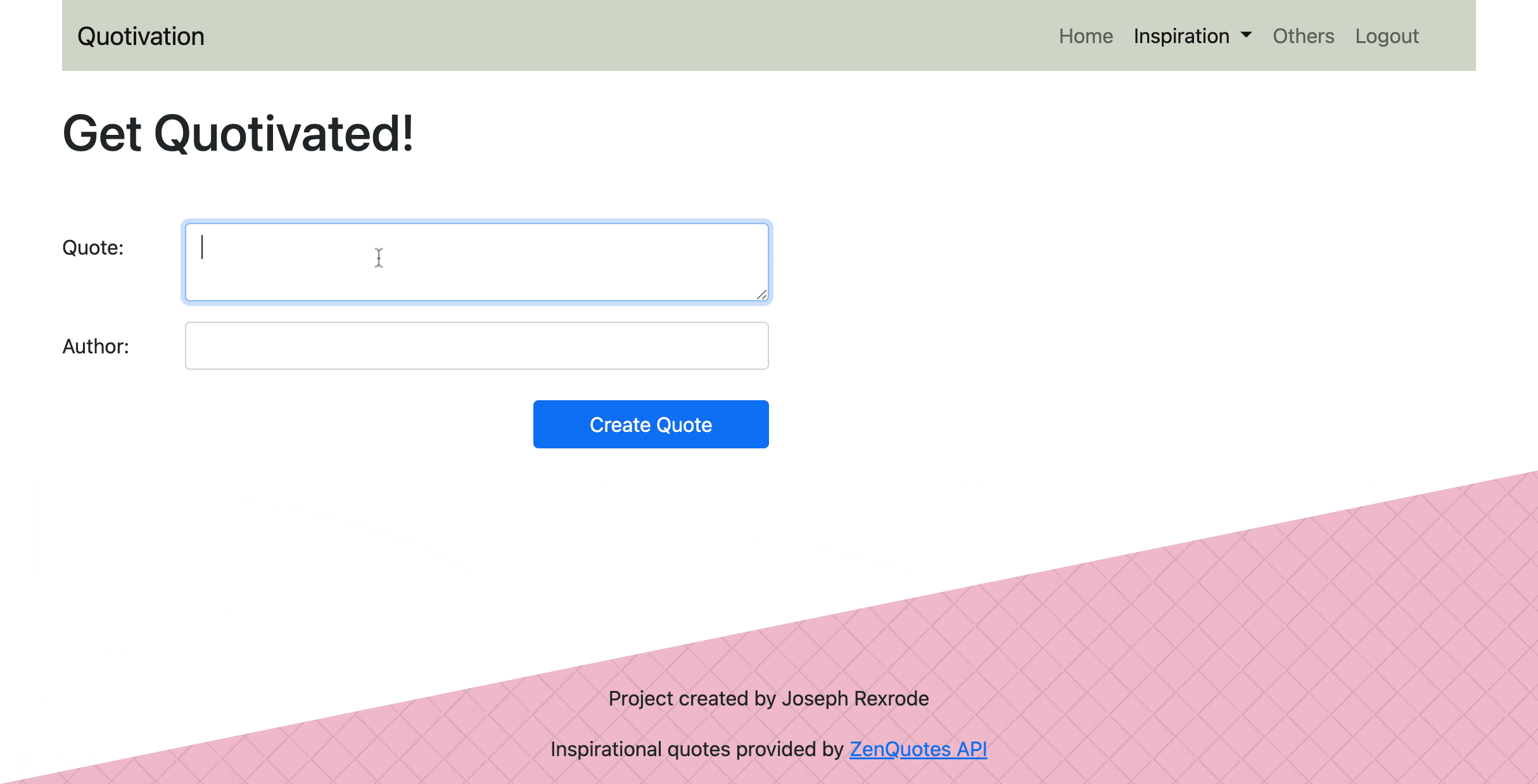 GitHub - joseph-rexrode/quotivation: Solo Project for Coding Dojo - Quote collector web ...