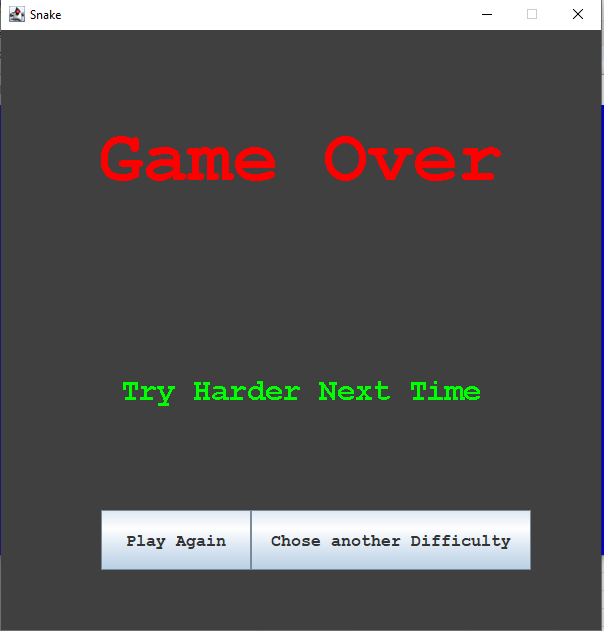 GitHub - AndrewidRizk/SnakeGame: Java - A snake game with a start screen that you can write your ...