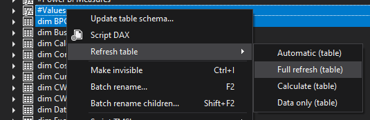 Table refresh operations limited when selecting calculated tables · Issue #487 · TabularEditor ...