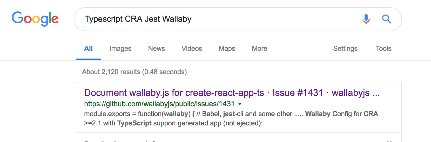 Wallaby with Typescript and Jest from Create-React-App 2 · Issue #1936 · wallabyjs/public · GitHub
