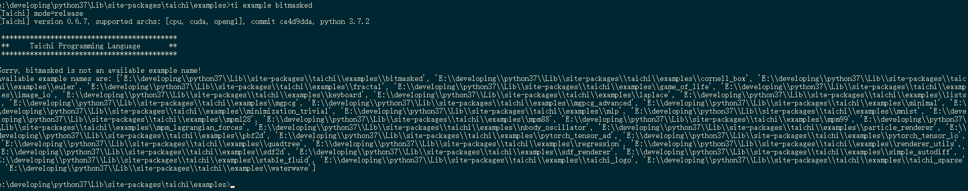 Python3 -m python taichi example not working properly · Issue #1099 · taichi-dev/taichi · GitHub