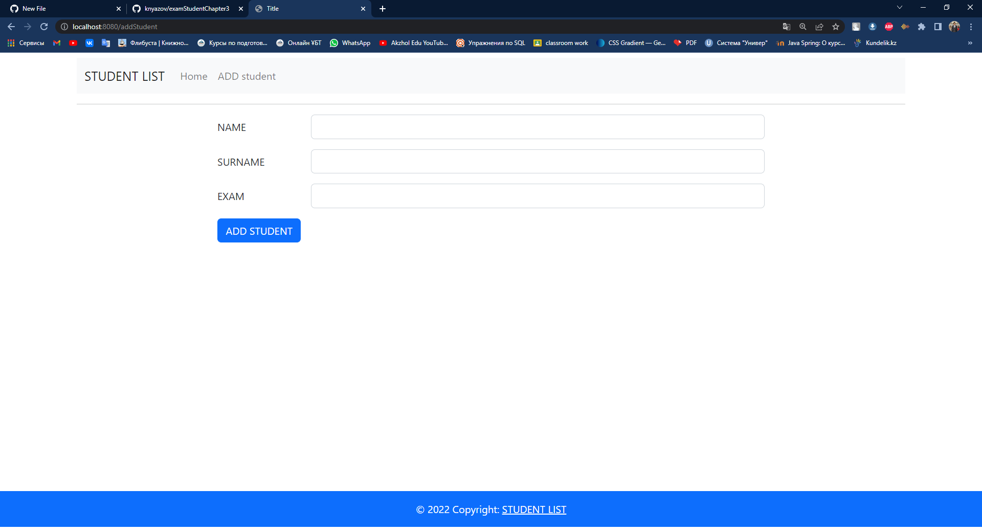 Github Knyazov Examstudentchapter3