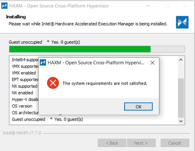 Installation aborted · Issue #437 · intel/haxm · GitHub