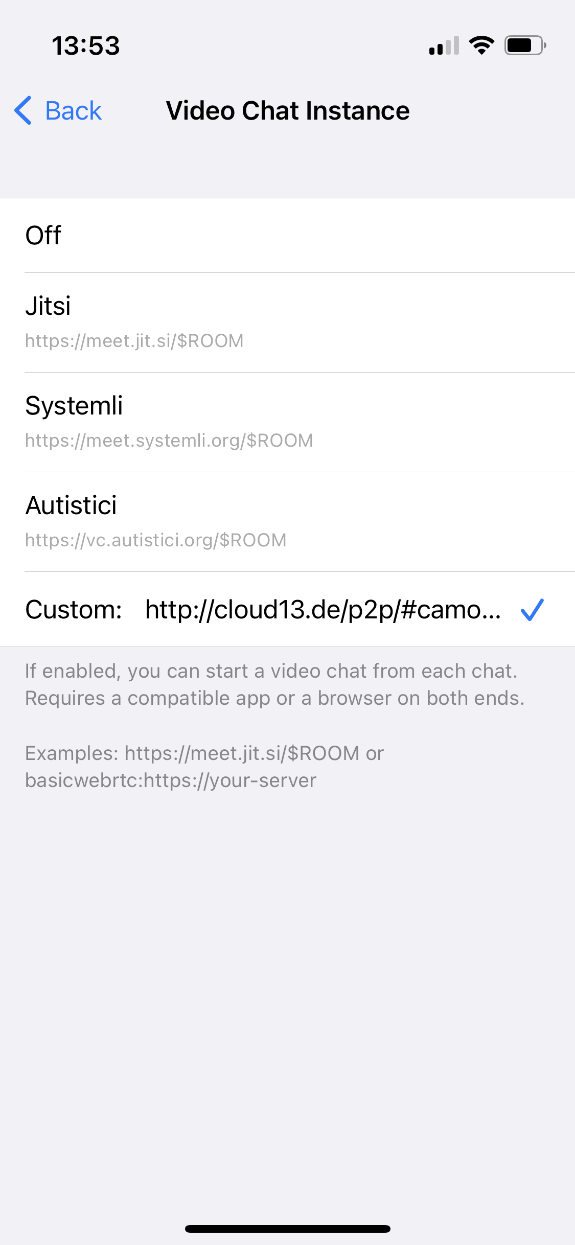 Show urls of default video chat instances · Issue #3369 · deltachat/deltachat-desktop · GitHub