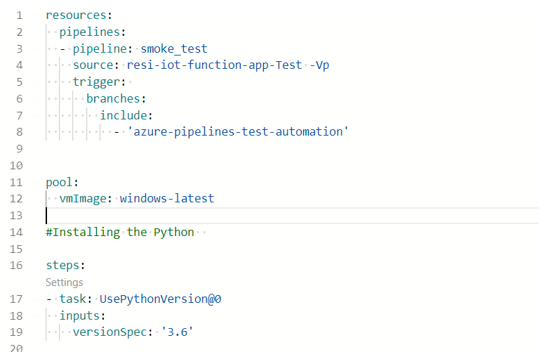 Azure Pipeline Test Automation Yml Line 3 Col 15 Pipeline Resource Smoke Test Input Must