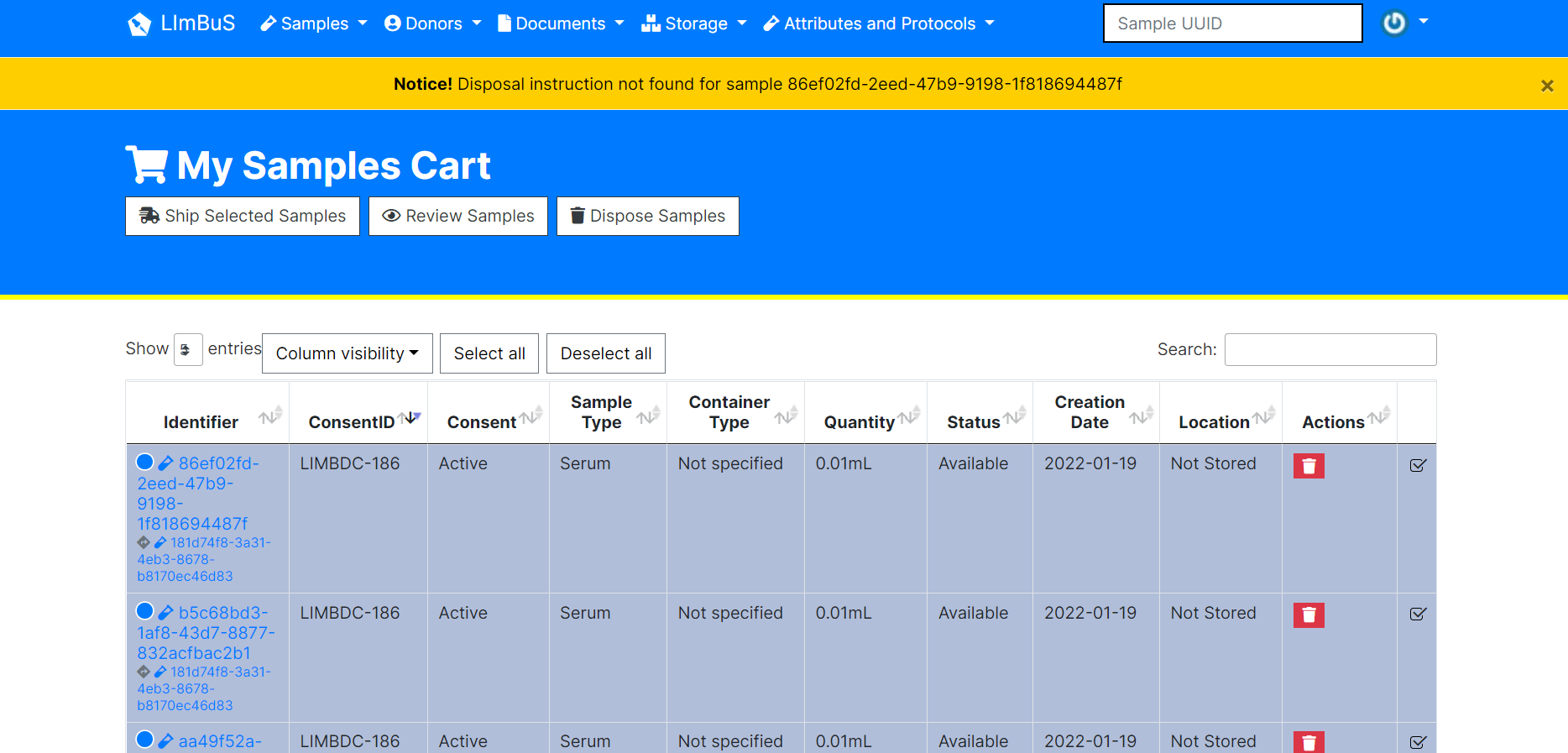 Cannot batch destroy samples · Issue #128 · AberystwythSystemsBiology ...