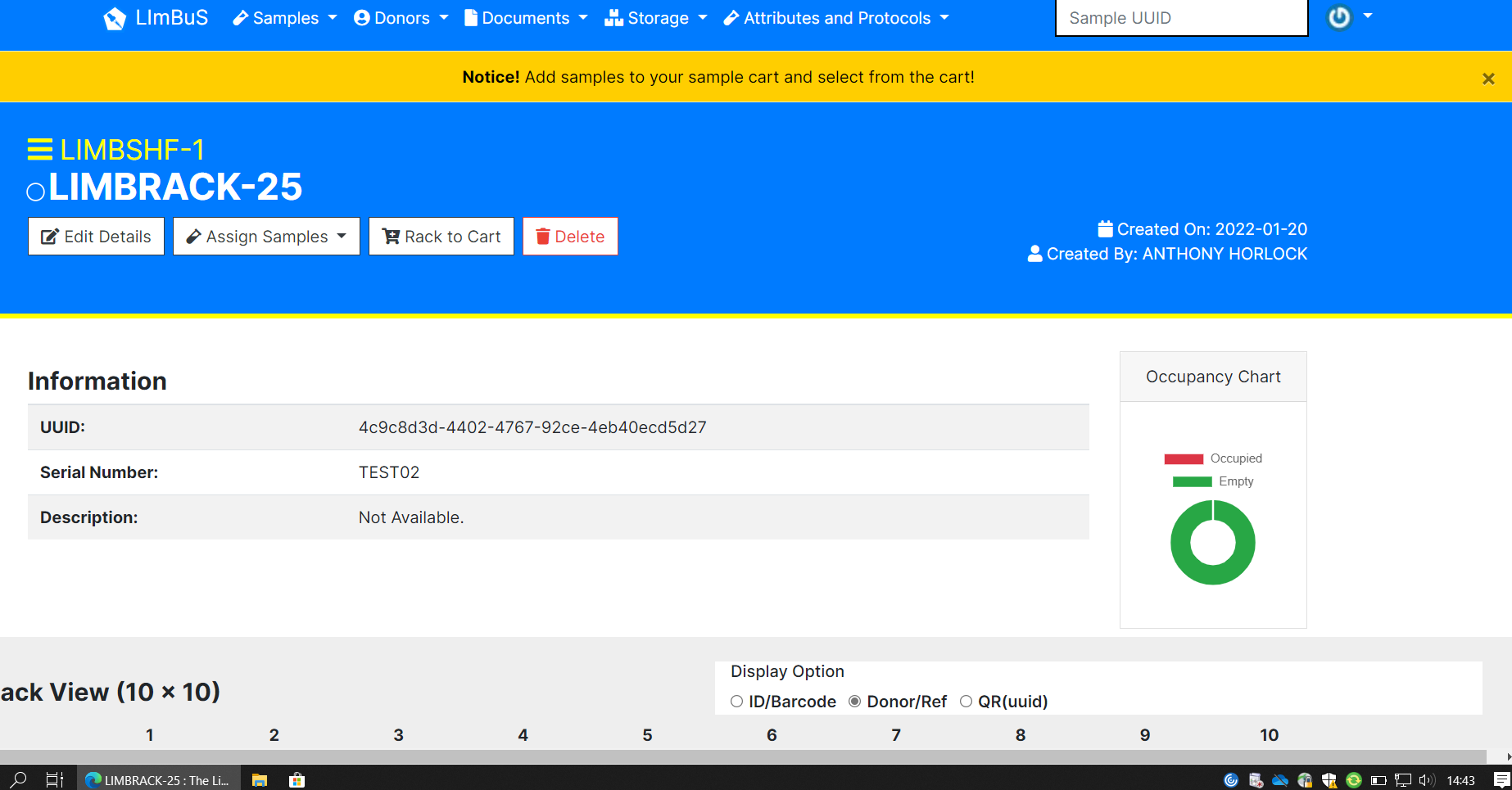 Samples are in my cart, but can't add them to a rack · Issue #138 · AberystwythSystemsBiology ...