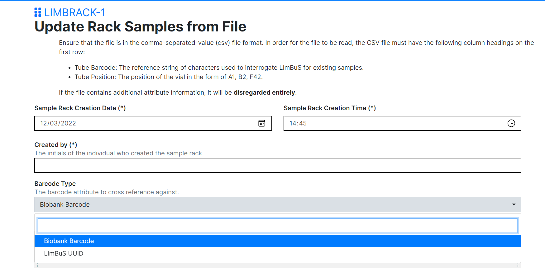 Barcodes not updating when uploading CSV · Issue #195 · AberystwythSystemsBiology/limbus · GitHub
