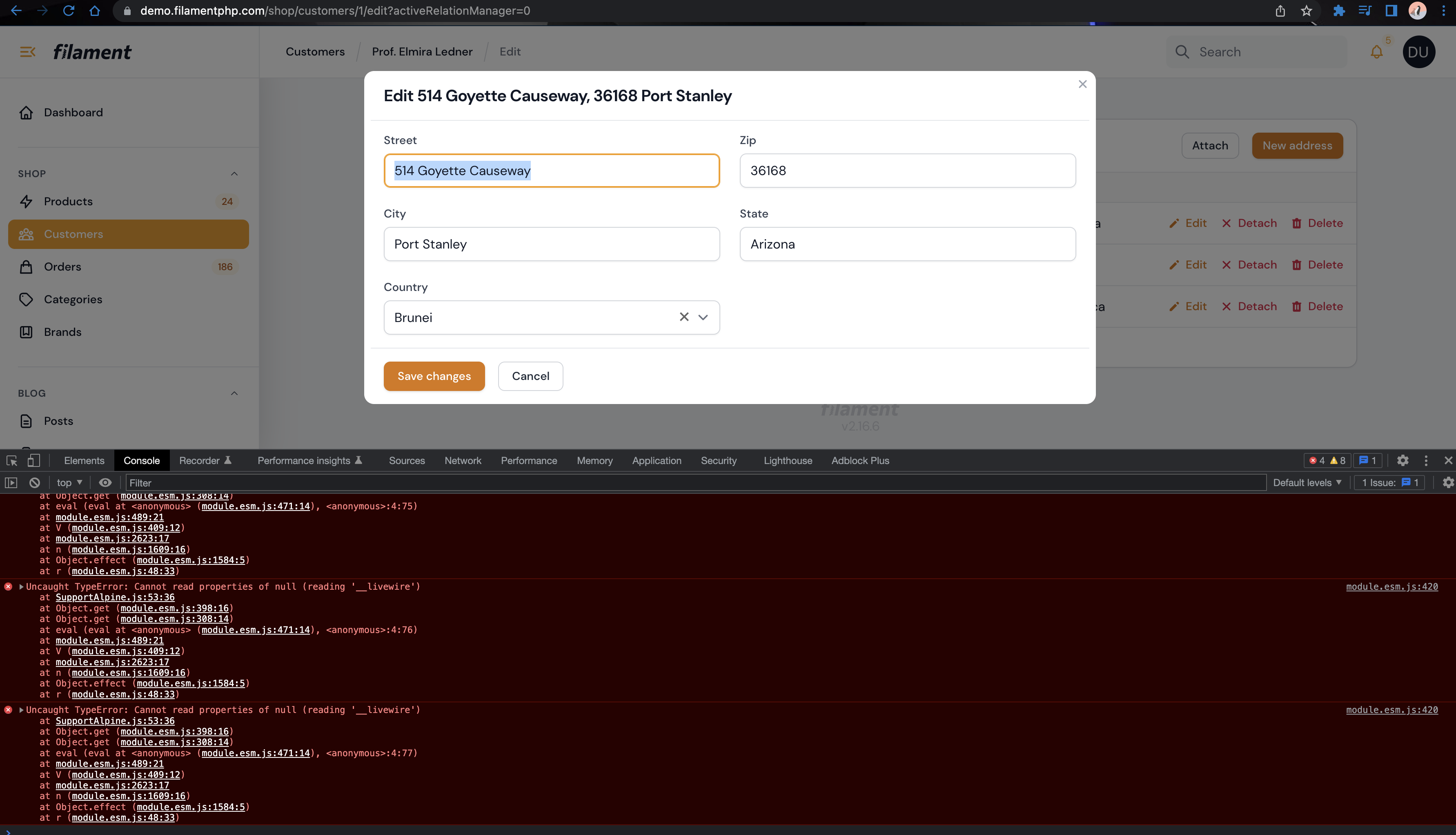 Javascript Error Occurs After An Action That Displays A Modal Is Run And The Modal Closes