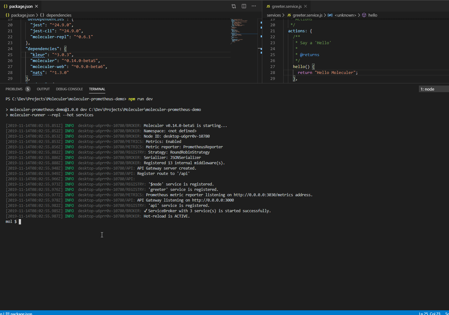 0.14.0 beta - HotReload is not working since ServiceBroker doesn't destroy services properly ...
