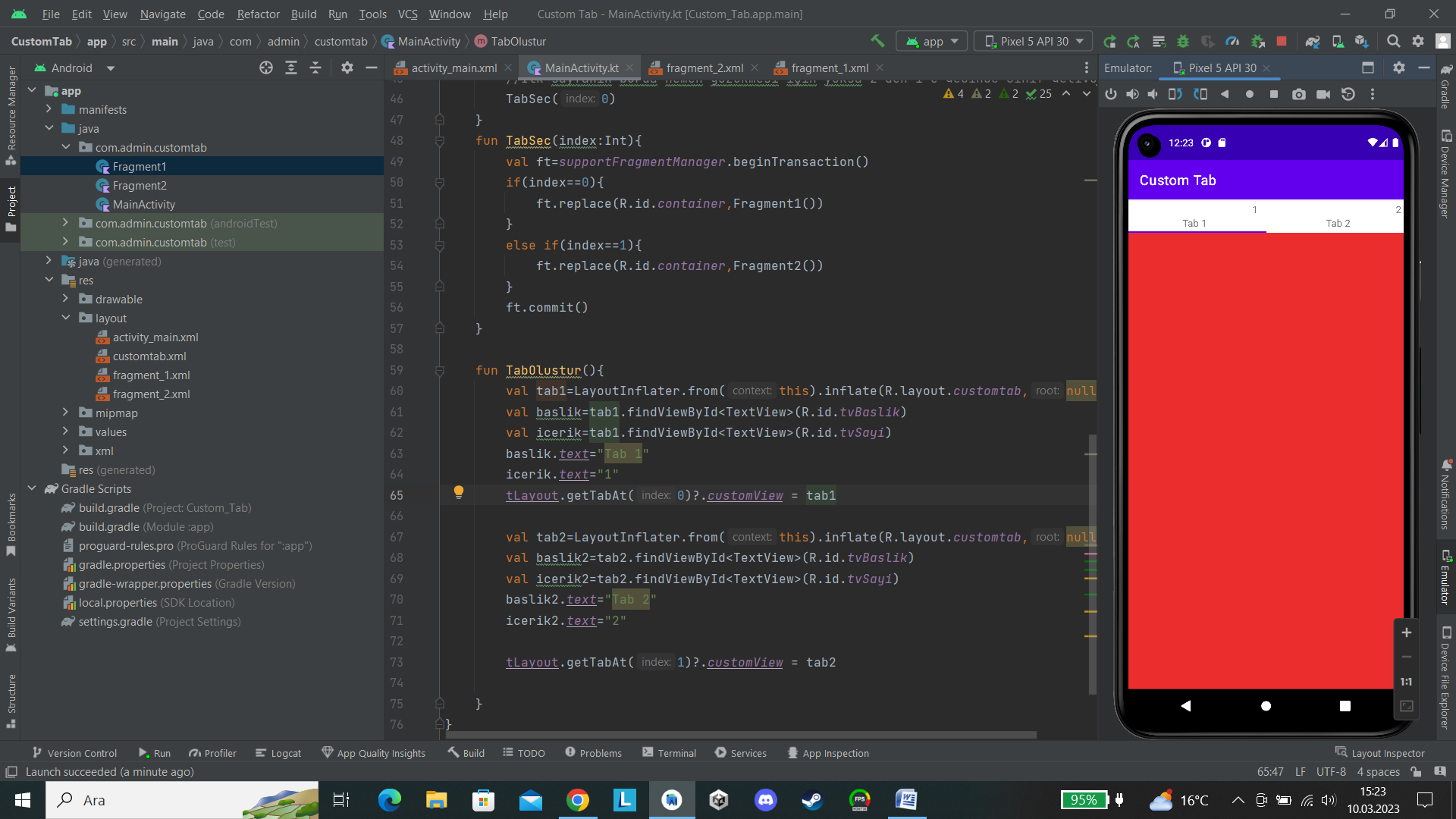 GitHub - Cntrk01/Custom-Tab: Tab Layoutu kullandık 2 fragment ekledik