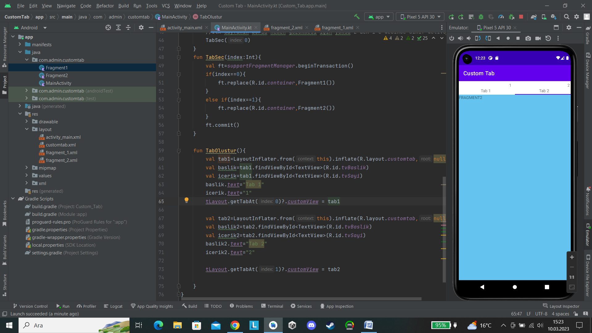 GitHub - Cntrk01/Custom-Tab: Tab Layoutu kullandık 2 fragment ekledik