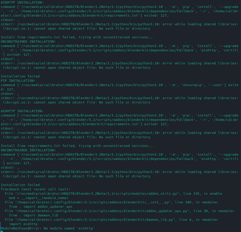 Connection refused - Missing libcrypt.so.1 on Manjaro Linux · Issue #93 · BlenderKit/BlenderKit ...