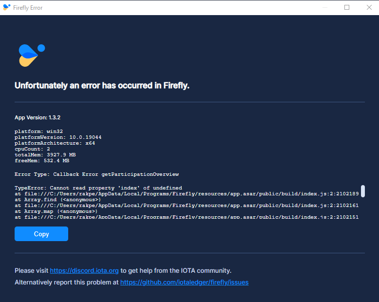 [Bug]: Hangs on load screen after entering pin · Issue #2131 · iotaledger/firefly · GitHub