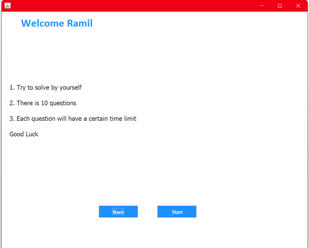 Github Ramilvl Quizapp This Quiz Application Is A Java Swing And Awt Abstract Window Toolkit