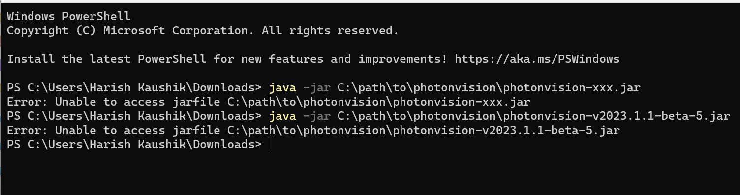 Cannot open the JAR file for PhotonVision · Issue #583 · PhotonVision/photonvision · GitHub