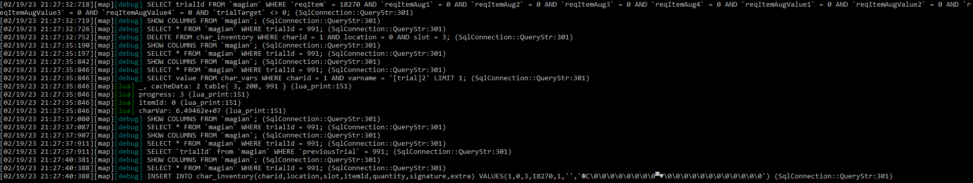 🐛 [SQL] Trial of the Magian CharVar issue "Multi Process" · Issue #3615 · LandSandBoat/server ...