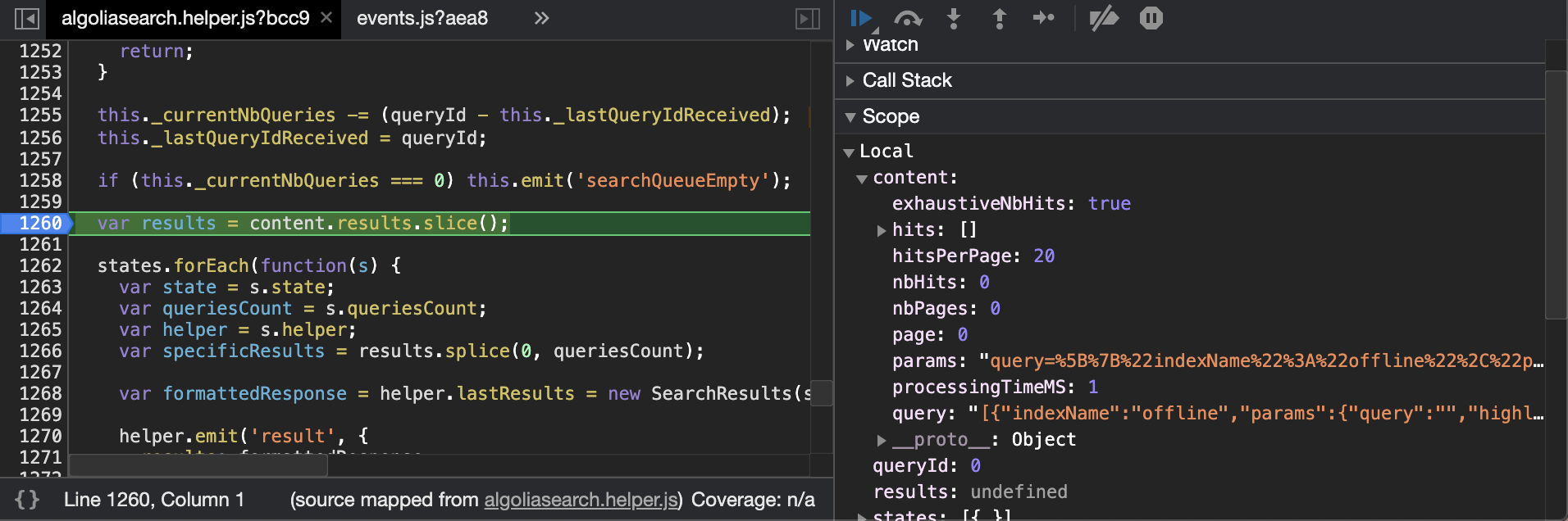 Cannot read slice of undefined · Issue #799 · algolia/algoliasearch-helper-js · GitHub