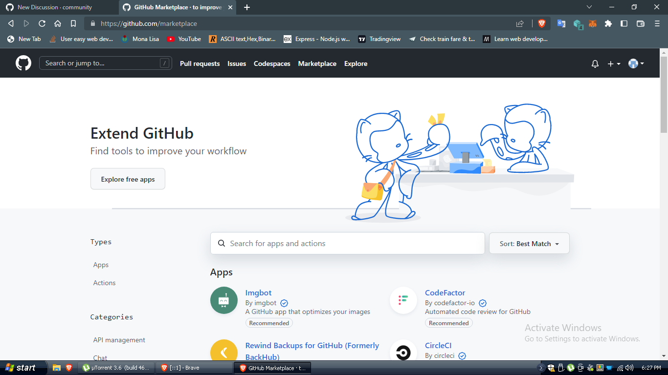 Github marketplace and status not having dark mode · community · Discussion #45701 · GitHub