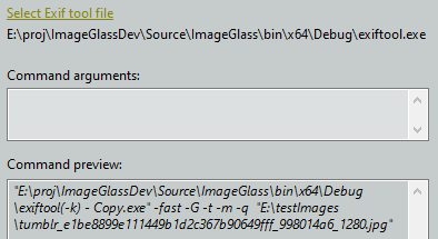 Exiftool command preview doesn't update when changing exe · Issue #1177 · d2phap/ImageGlass · GitHub