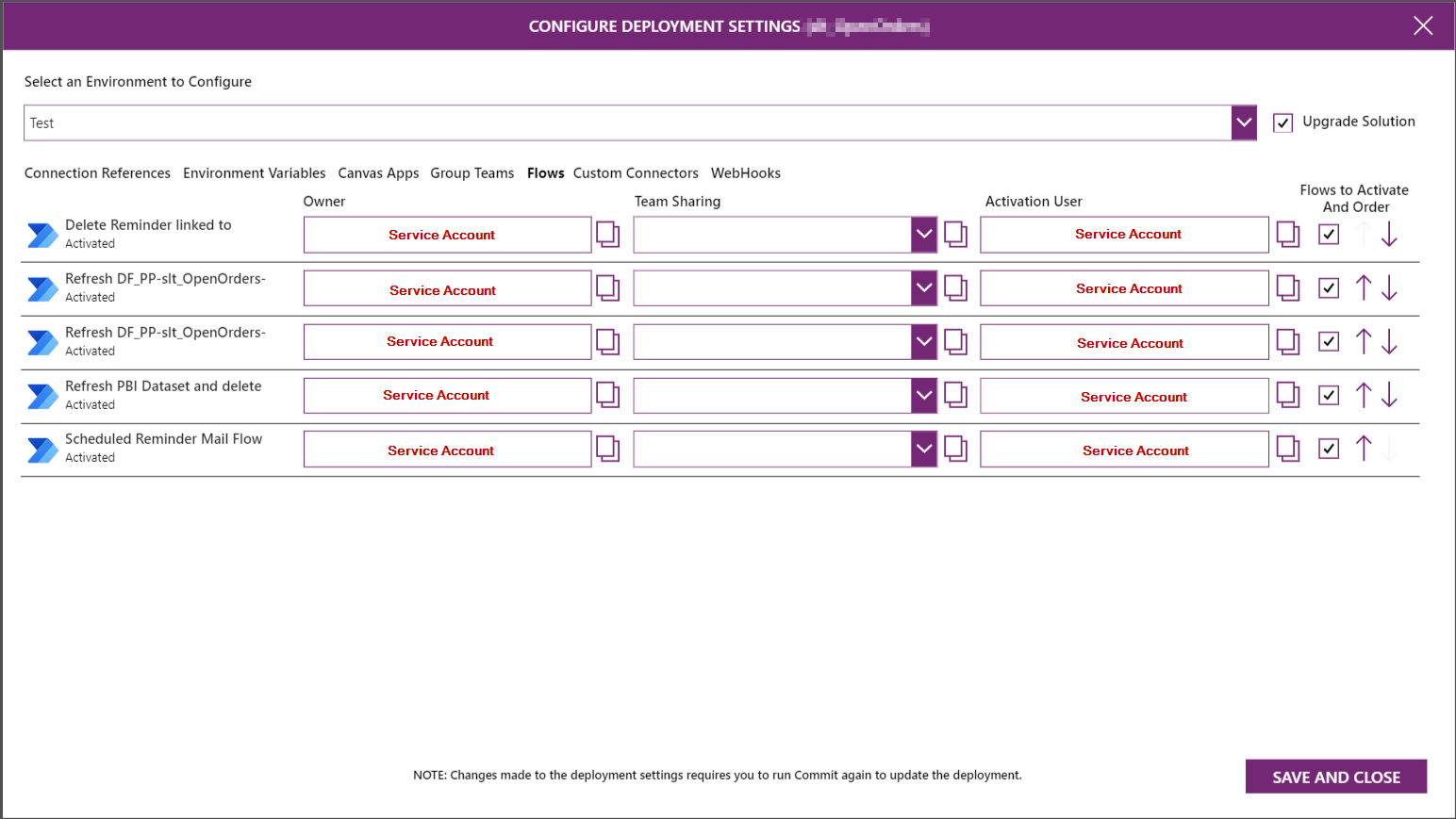 [ALM Accelerator - BUG]: Deploy Solution with Service Account using personal owner connections ...
