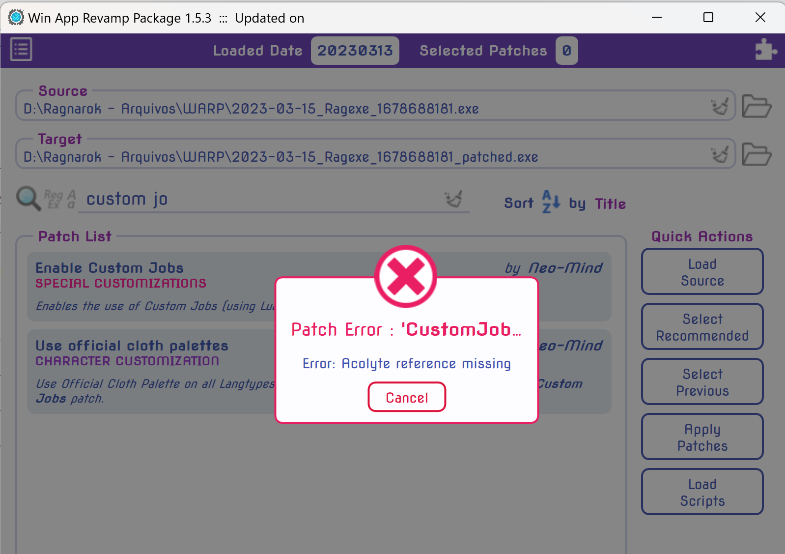 [BUG] Custom Jobs · Issue #135 · Neo-Mind/WARP · GitHub