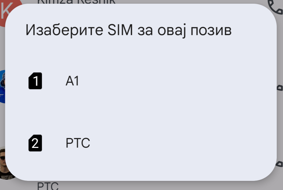 SIM1/SIM2 Name and color label settings and colors displayed when ...