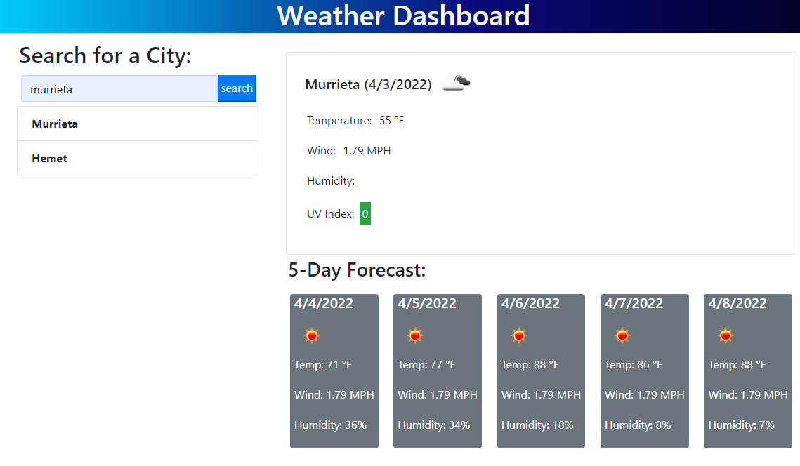 GitHub - luisgcodes/Weather-Dashboard