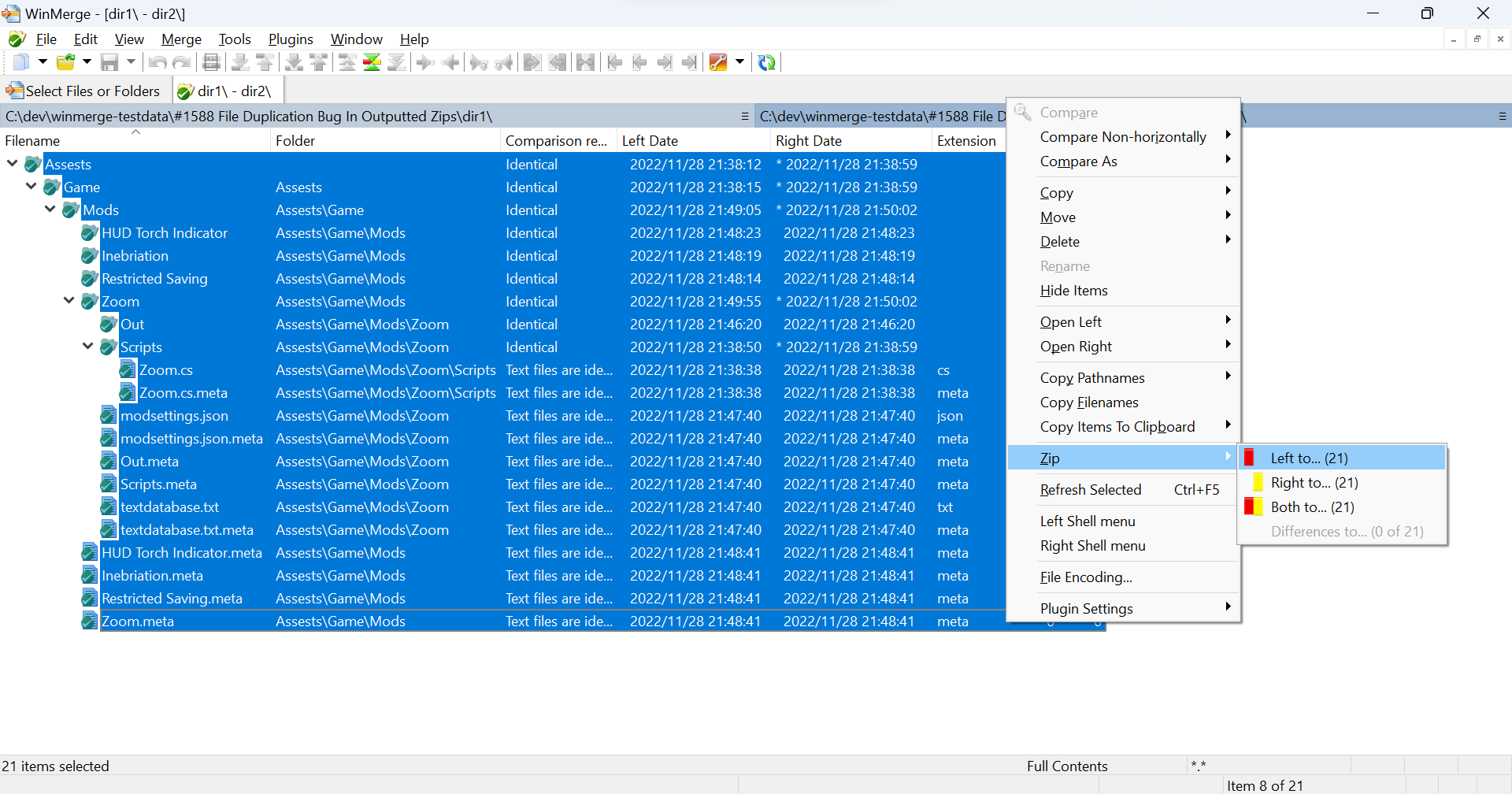 File Duplication Bug In Outputted Zips · Issue 1588 · Winmerge Winmerge · Github