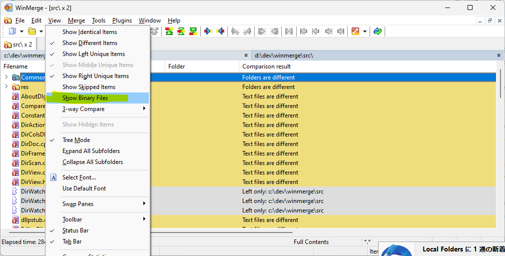 "Folders are different" but do not expand · Issue #1705 · WinMerge/winmerge · GitHub