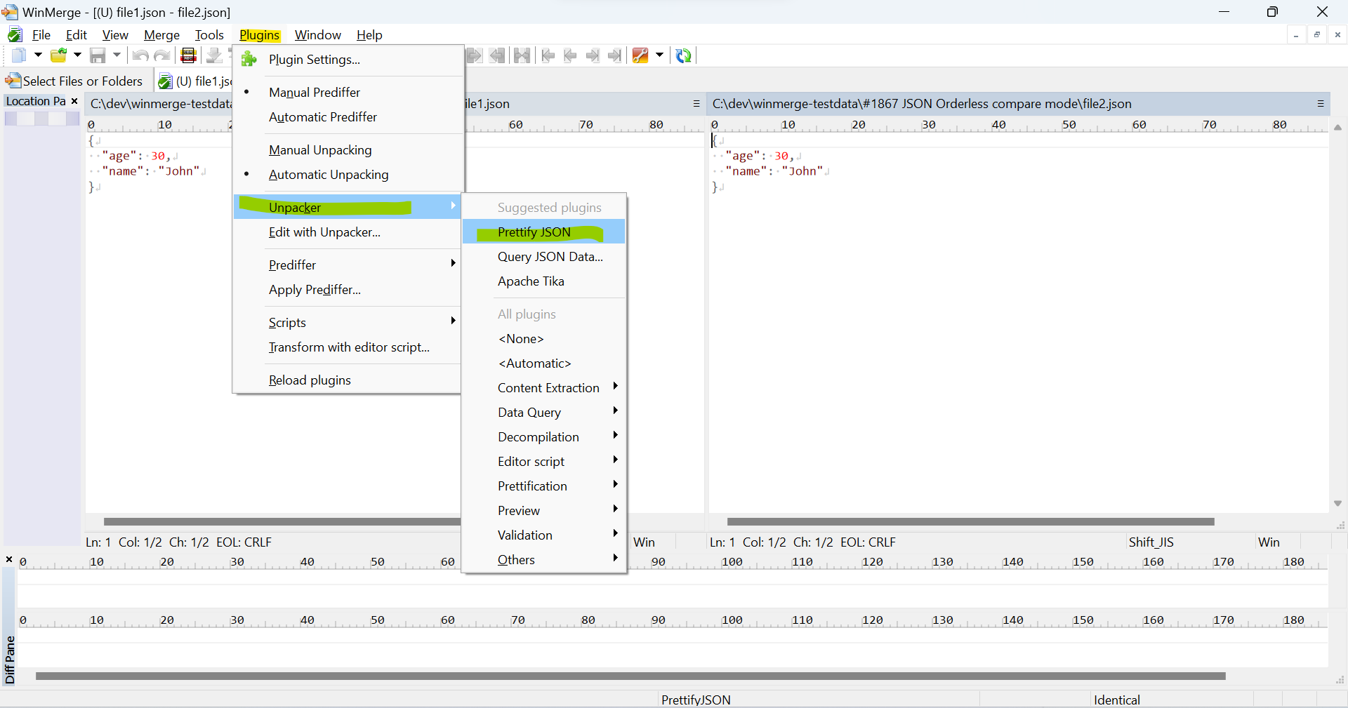 JSON "Orderless" compare mode · Issue #1867 · WinMerge/winmerge · GitHub