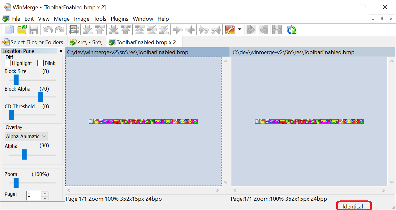 Picture compare - show "files are identical" in statusbar · Issue #63 · WinMerge/winmerge · GitHub