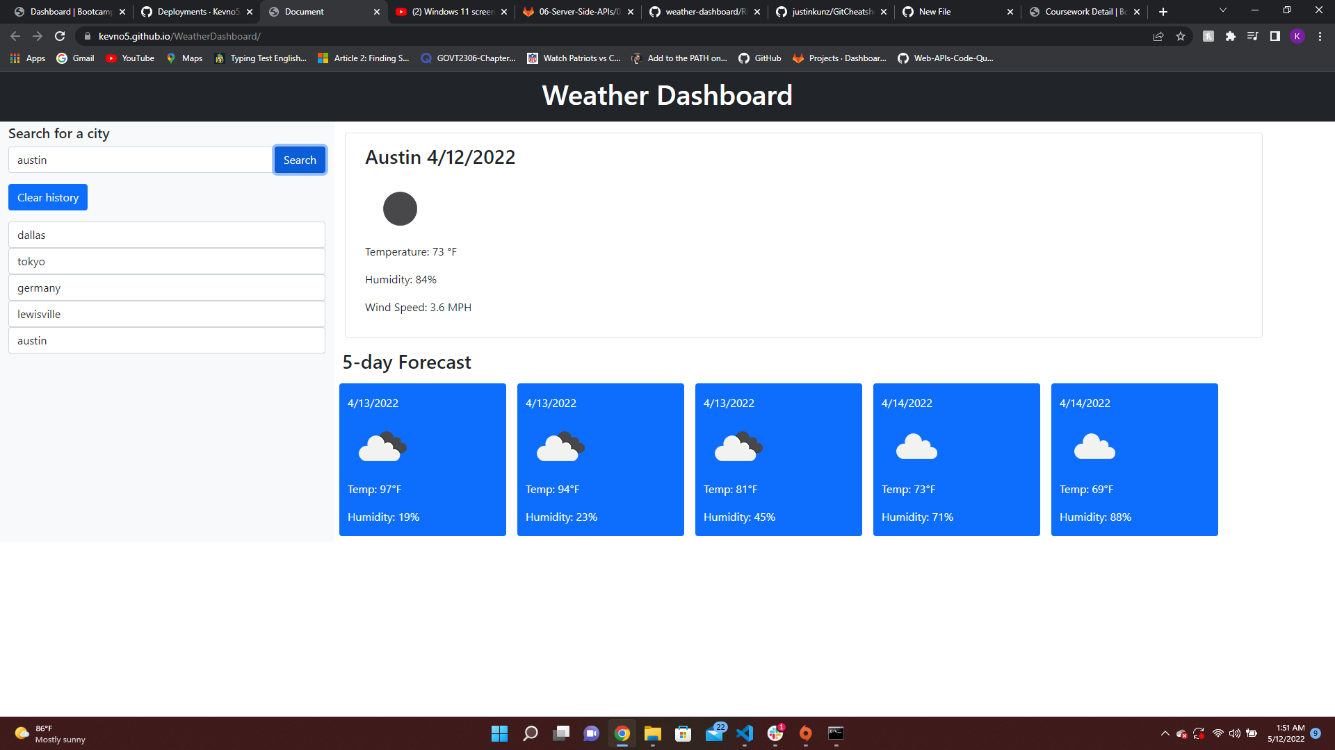 GitHub - Kevno5/WeatherDashboard