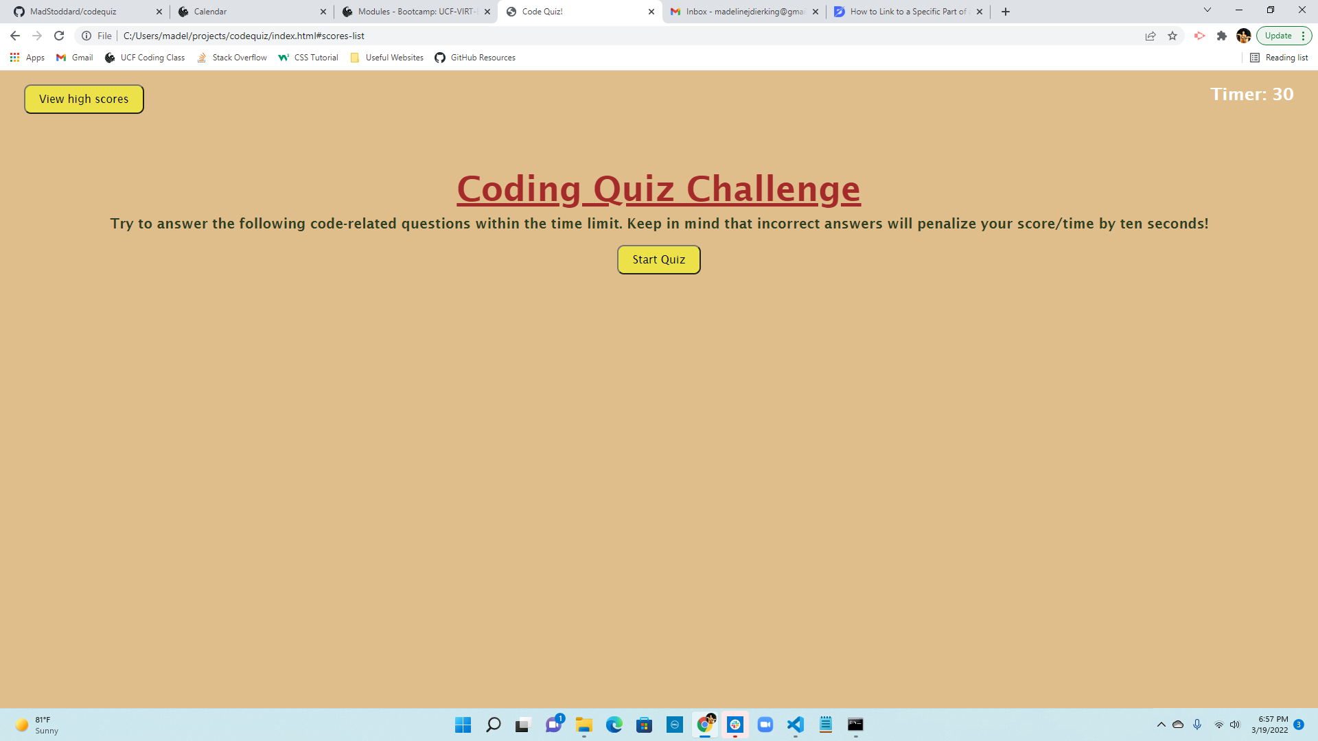 GitHub - MadStoddard/codequiz