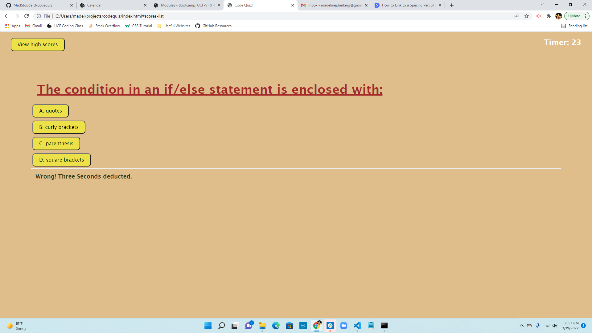 GitHub - MadStoddard/codequiz