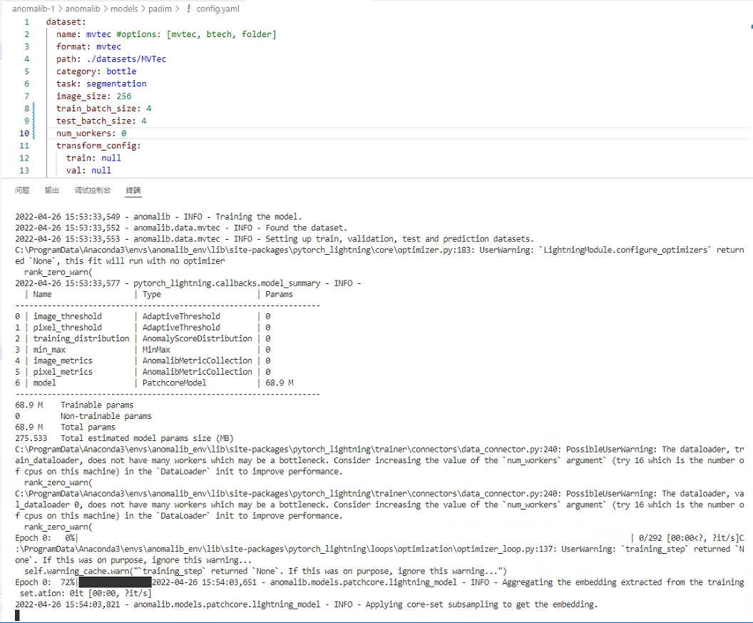 Get stucked when train patchcore · Issue #282 · open-edge-platform/anomalib · GitHub