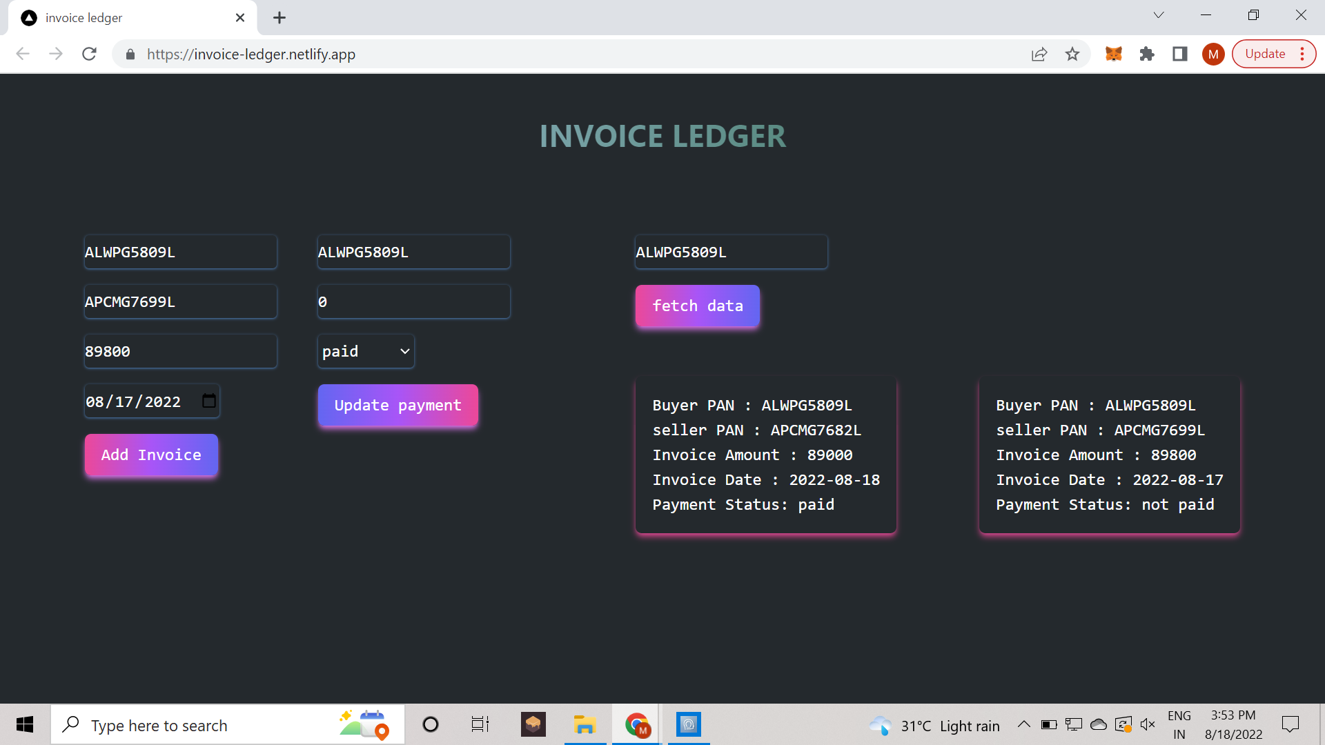 GitHub - LokeshRM/Invoice_Ledger: Ledger that stores Invoices