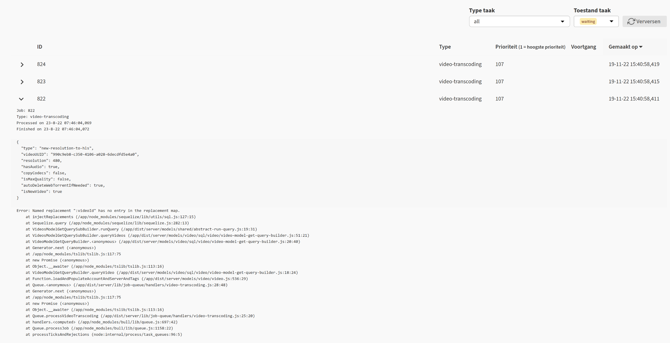 Inspecting A Task Shows An Sql Data Binding Error · Issue 5419 · Chocobozzzpeertube · Github