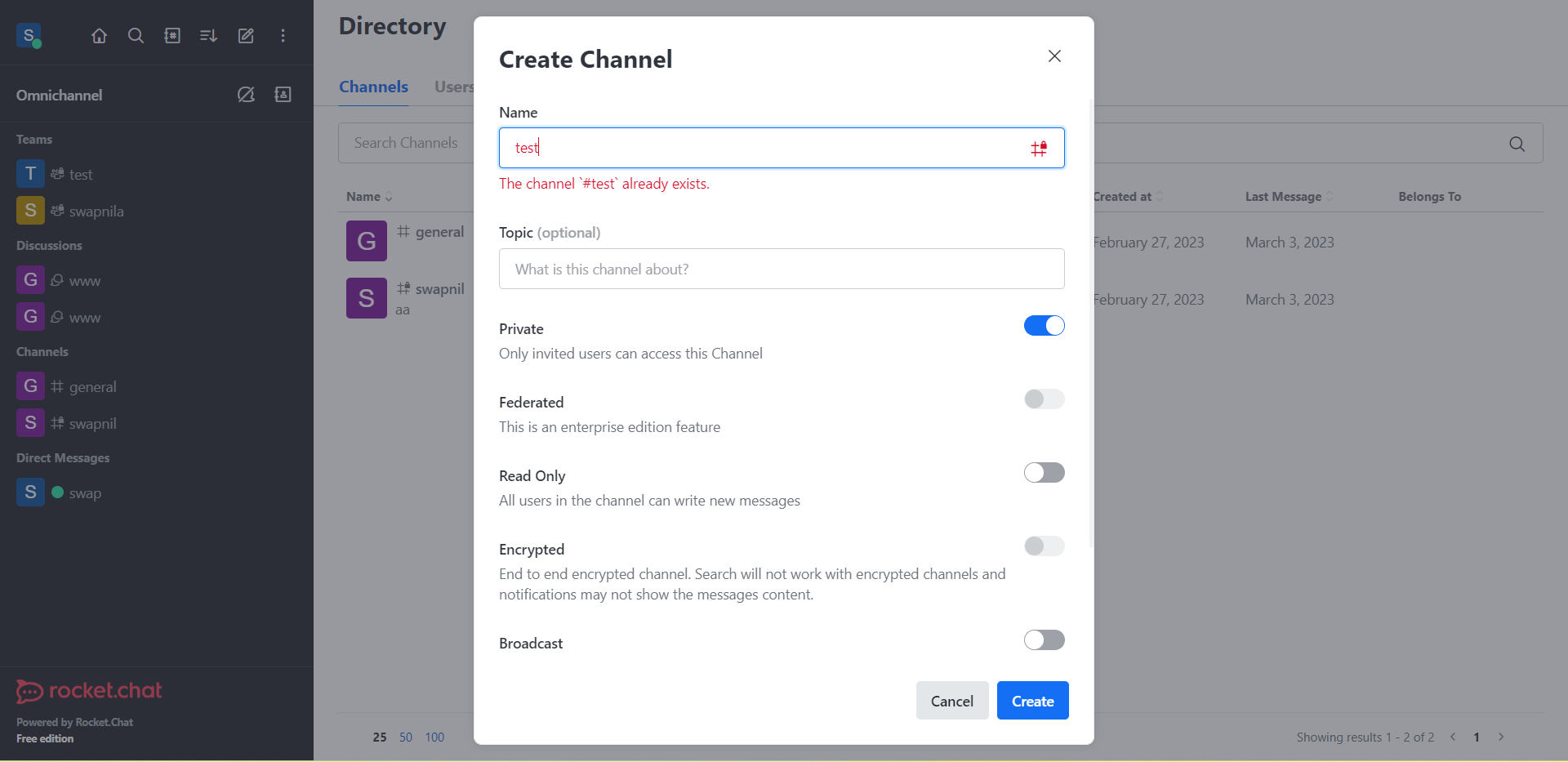 Channel already exists error contains # with channel name · Issue #28273 · RocketChat/Rocket ...